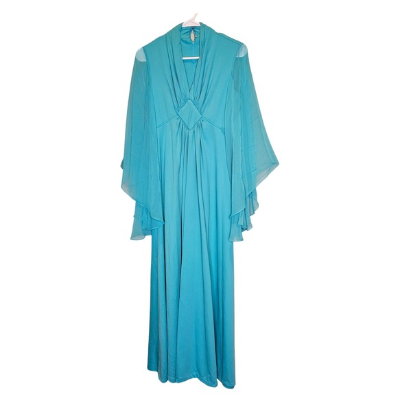 Dresses | Vintage Turquoise 7s Flowy Regency Dress Fairy Small Glam ...